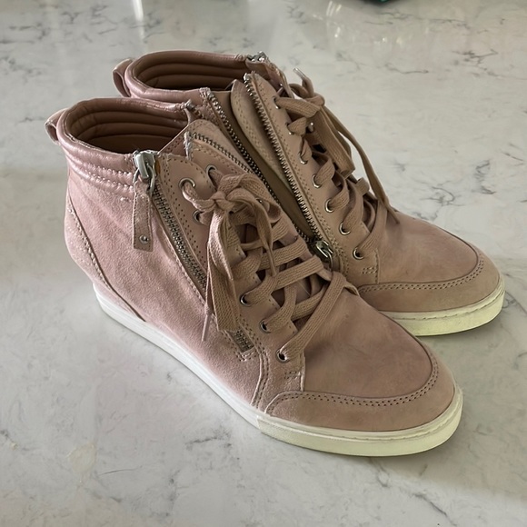 Paolo | Shoes | Paiolo Pink Suede Wedge Sneakers | Poshmark